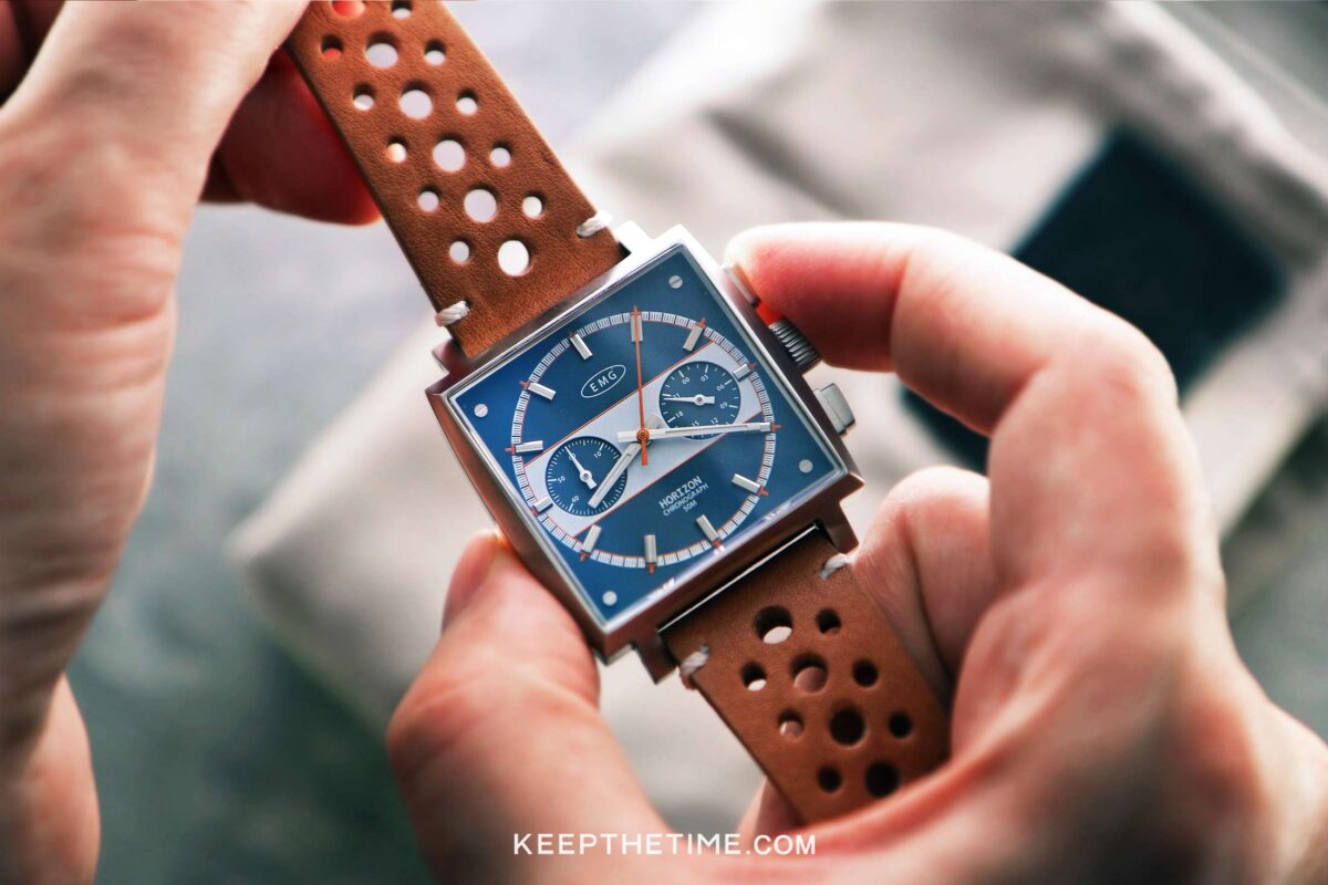 EMG Watches Horizon Chronograph - TAG Monaco Homage Watch | KeepTheTime