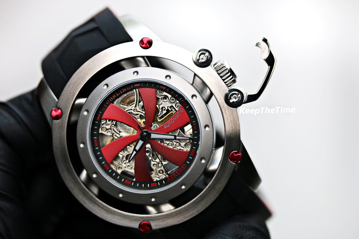 Stuhrling Xtreme Impulse XT Red Automatic Skeletonized Watch